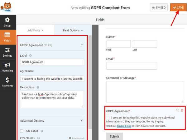 How to Create a GDPR Compliant Form in WordPress